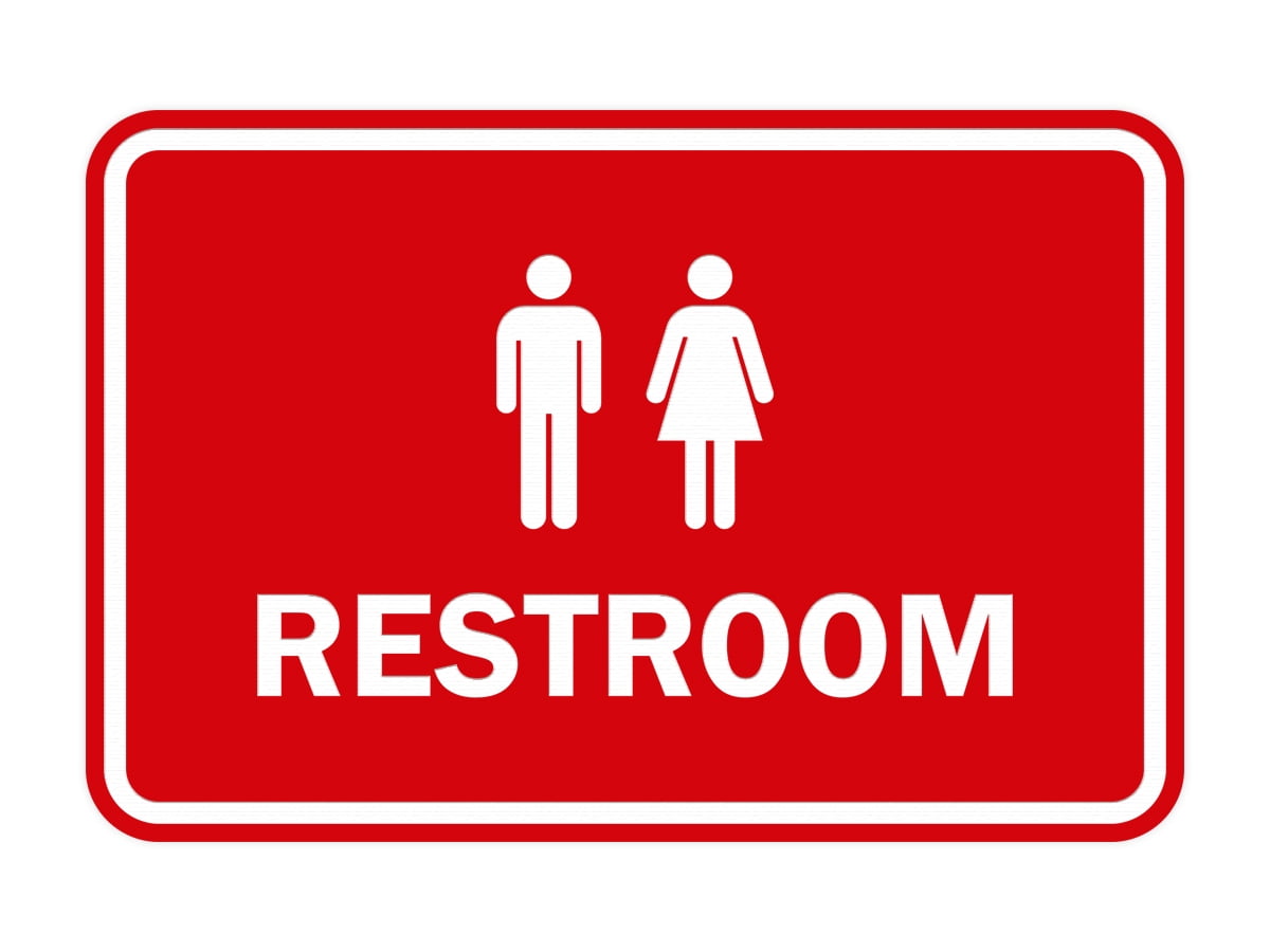 Classic Framed Unisex Restroom Sign (Red) - Large - Walmart.com