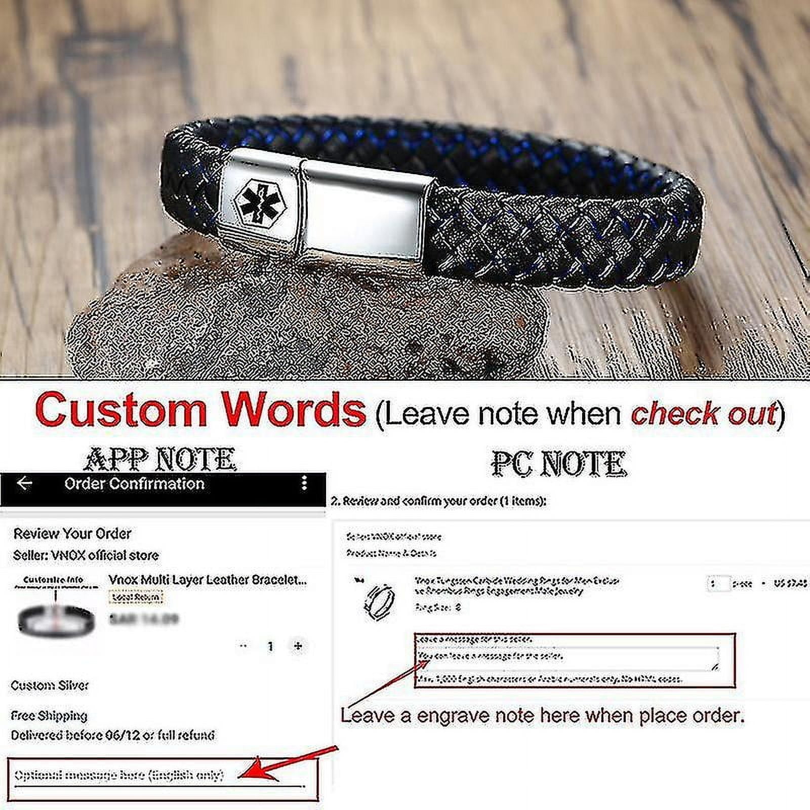 Click here for Geecy Medical Mens Id Bracelet Braided Leather Ban... prices