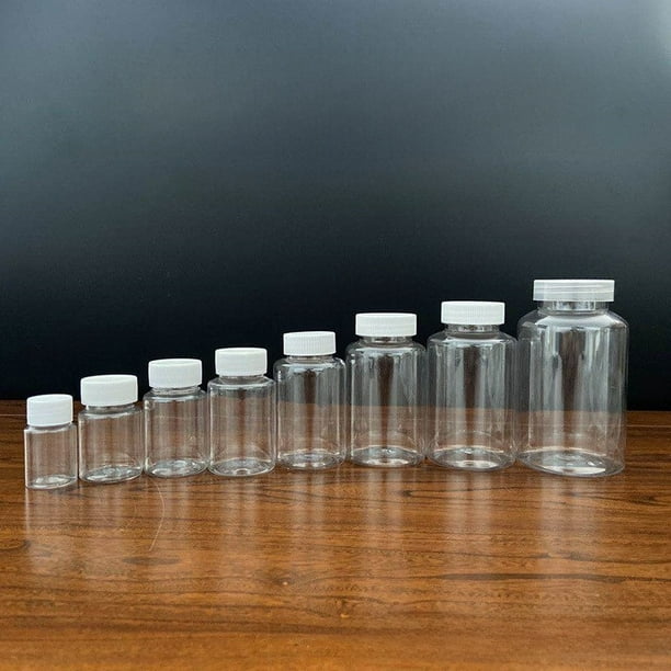 Las botellas de plástico transparentes de boca grande de 20, 50, 100 y ...
