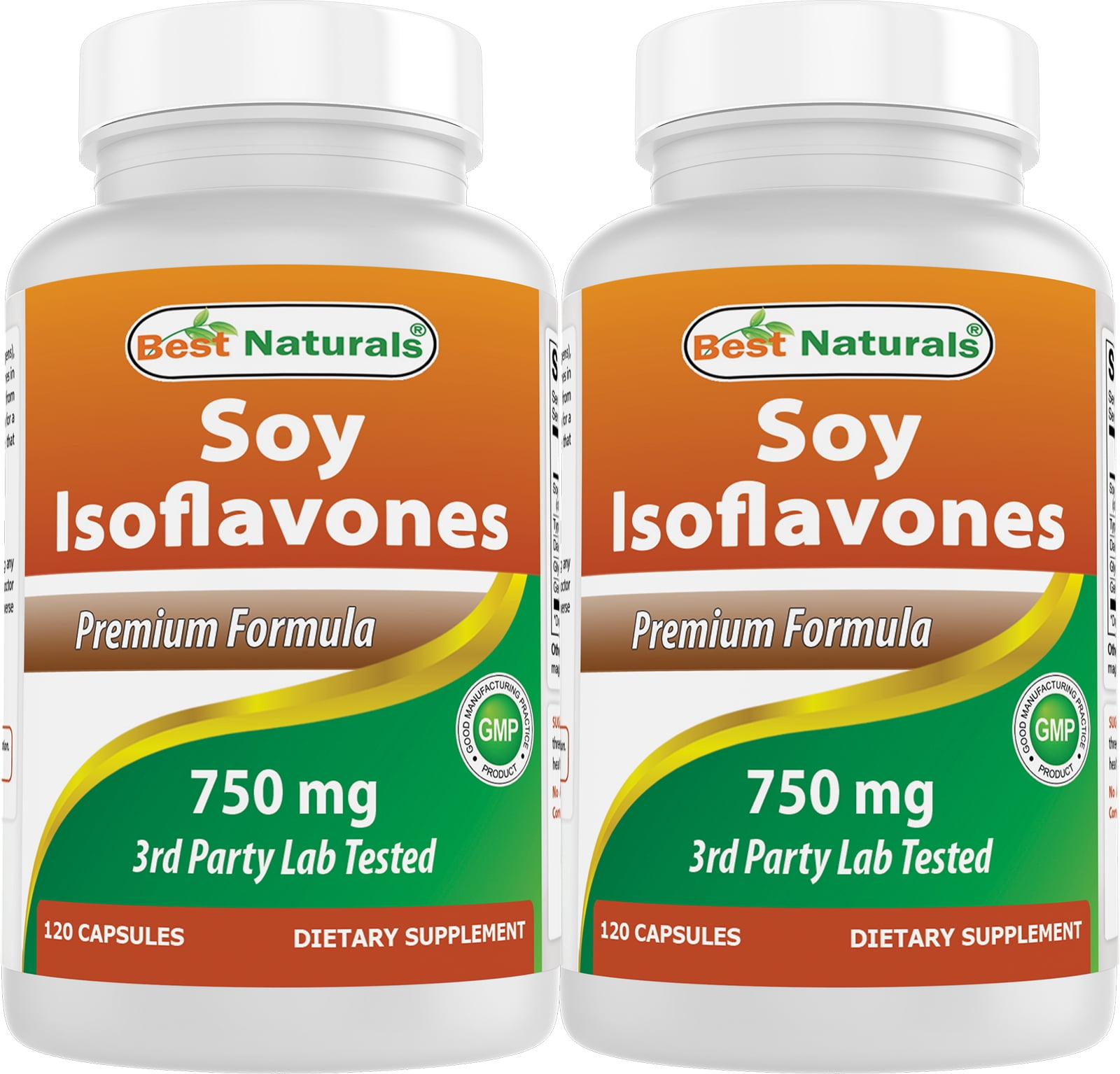 2 Pack Best Naturals Soy Isoflavones 750 mg 120 Capsules - Walmart.com