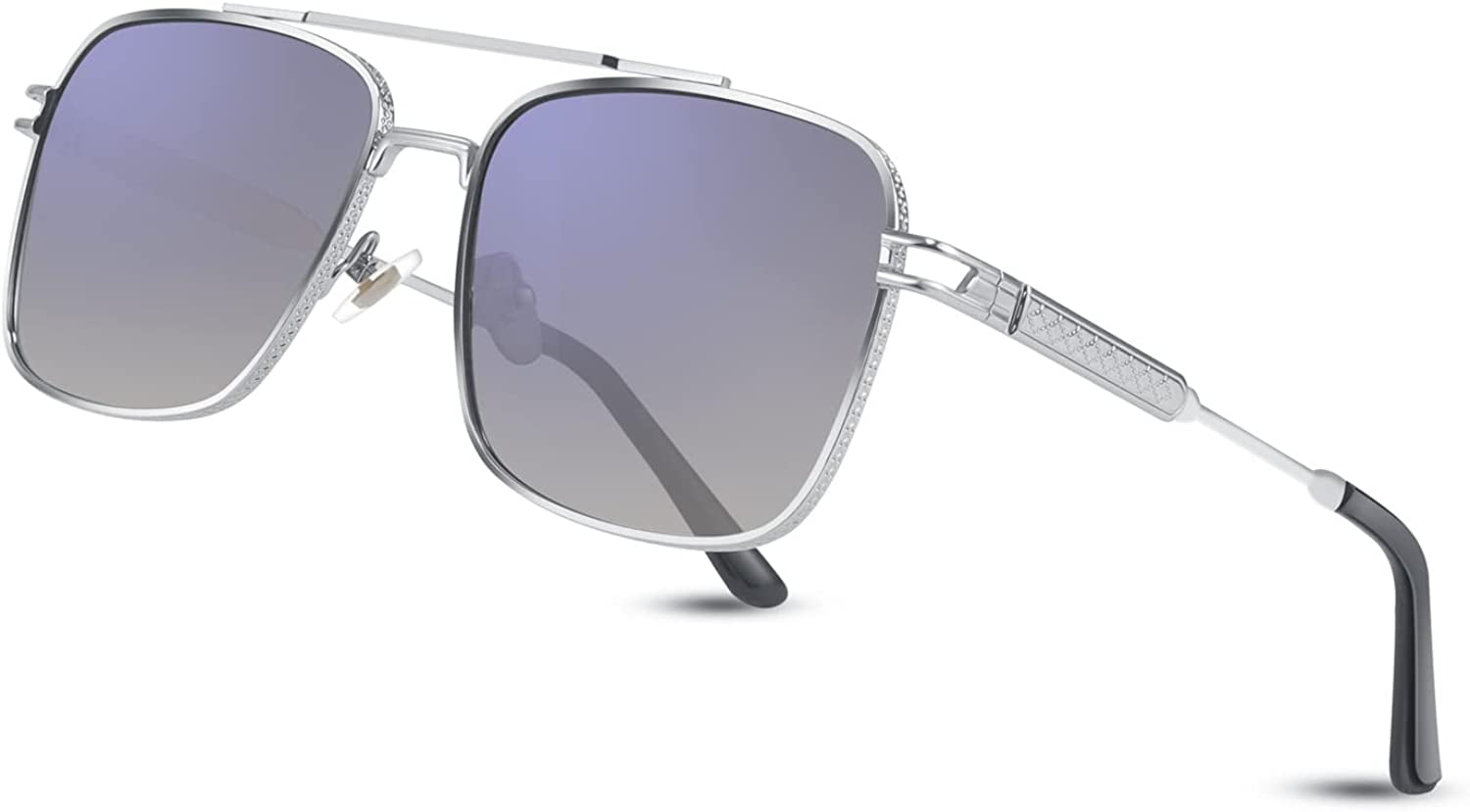 FEISEDY Retro Square Aviator Sunglasses for Men Women Vintage 70s Pilot ...