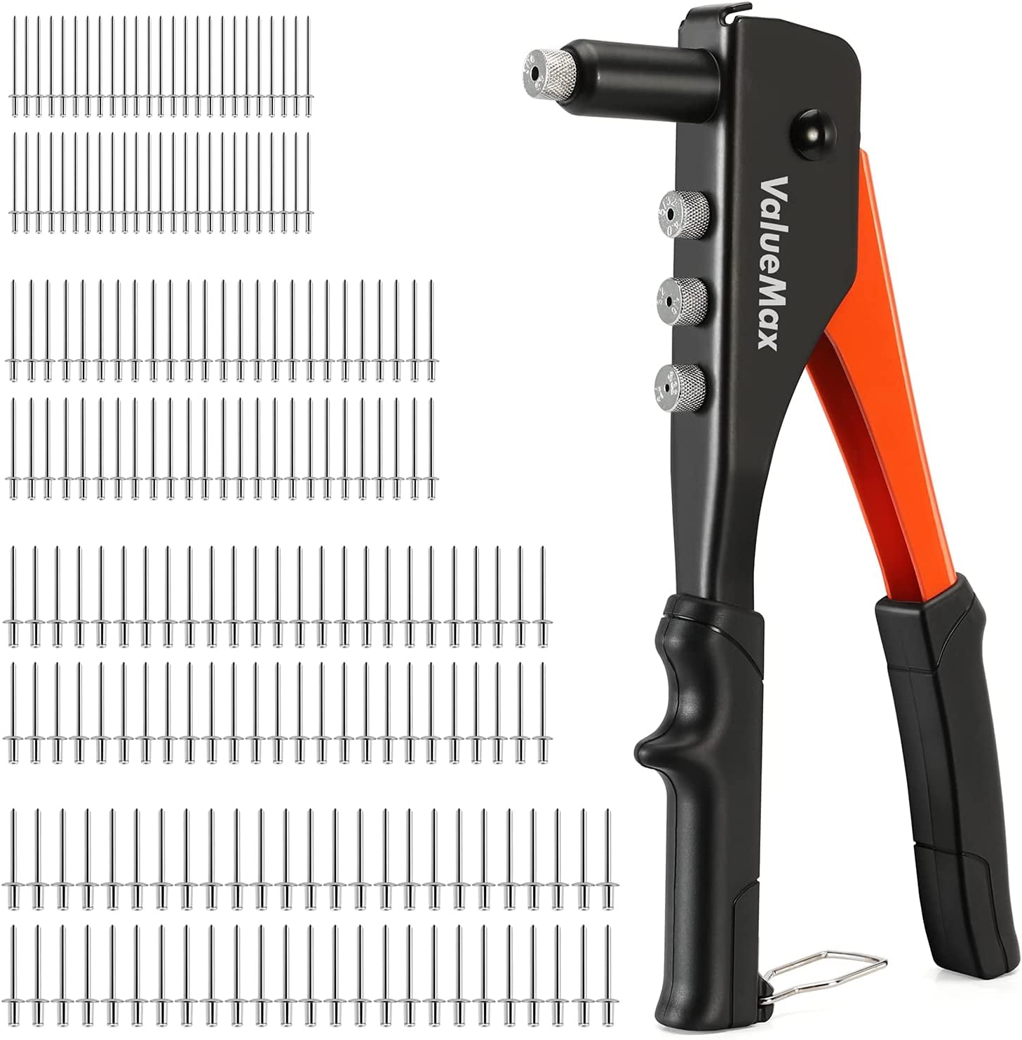 ValueMax 4-in-1 Hand Riveter/Rivet Gun, Pop Rivet Tool Kit with 200 ...