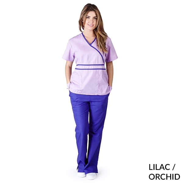 Natural Uniforms Women's Contrast Trim Mock Wrap Scrub Set, Style 1091 ...