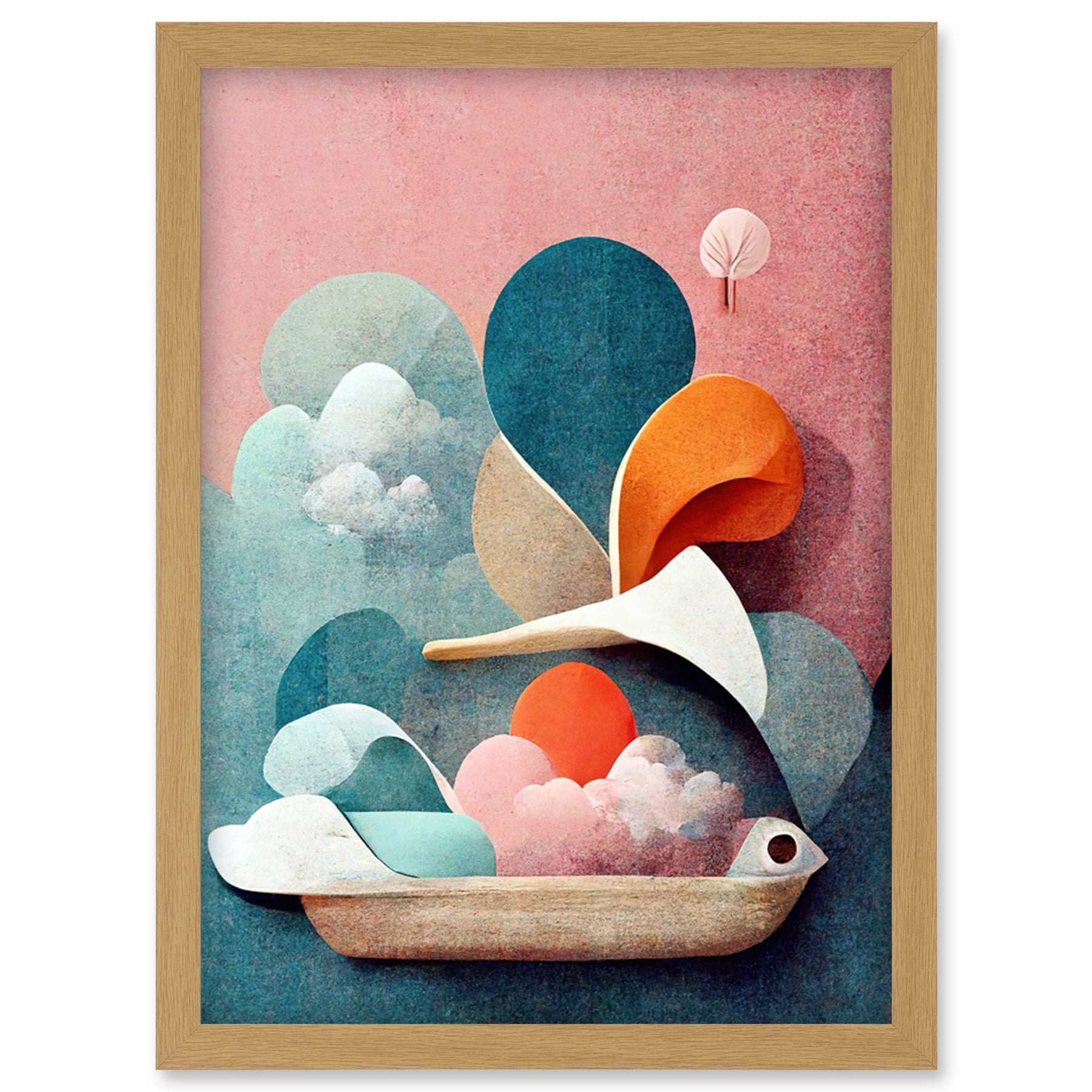 Modern Boho Abstract Ship In Sky Clouds In Pastel Colours Toilet ...