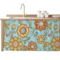 Boho Floral Cabinet Curtains 32" W x 55" L Yellow Orange Flower Leaf ...