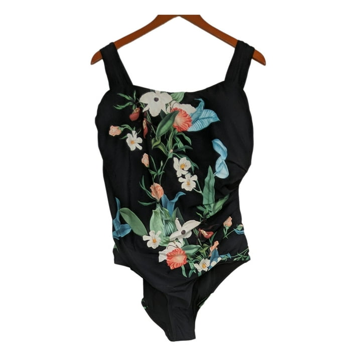 Jantzen Womens Plus Sz Swimsuit 18w Glamour Piece With Black A599568