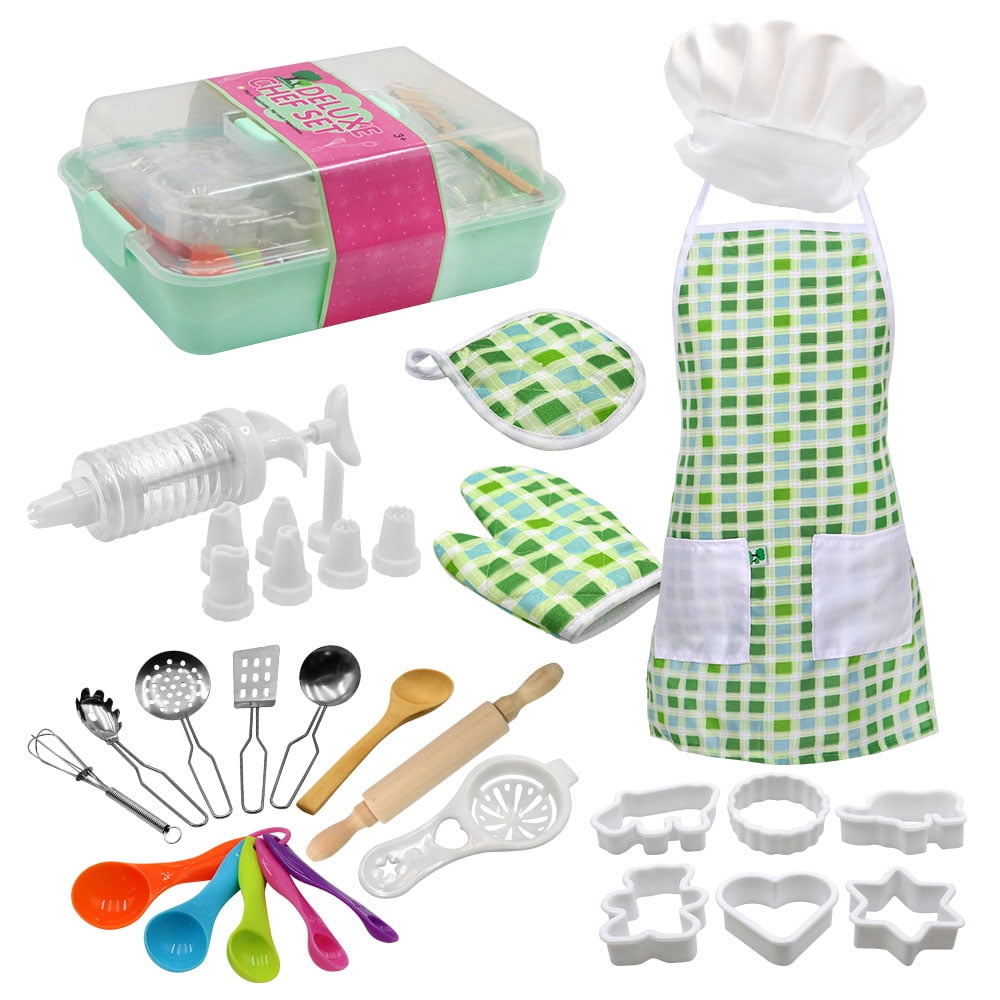 Children Cooking and Baking Kit Chef Role Play Costume Set Apron Chef ...