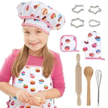 Cute Kids Cooking and Baking Set Kids Chef Set 11 PCS Includes Apron ...