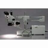 AmScope 3.5X-90X Trinocular Fiber Optic Boom Stereo Microscope with ...