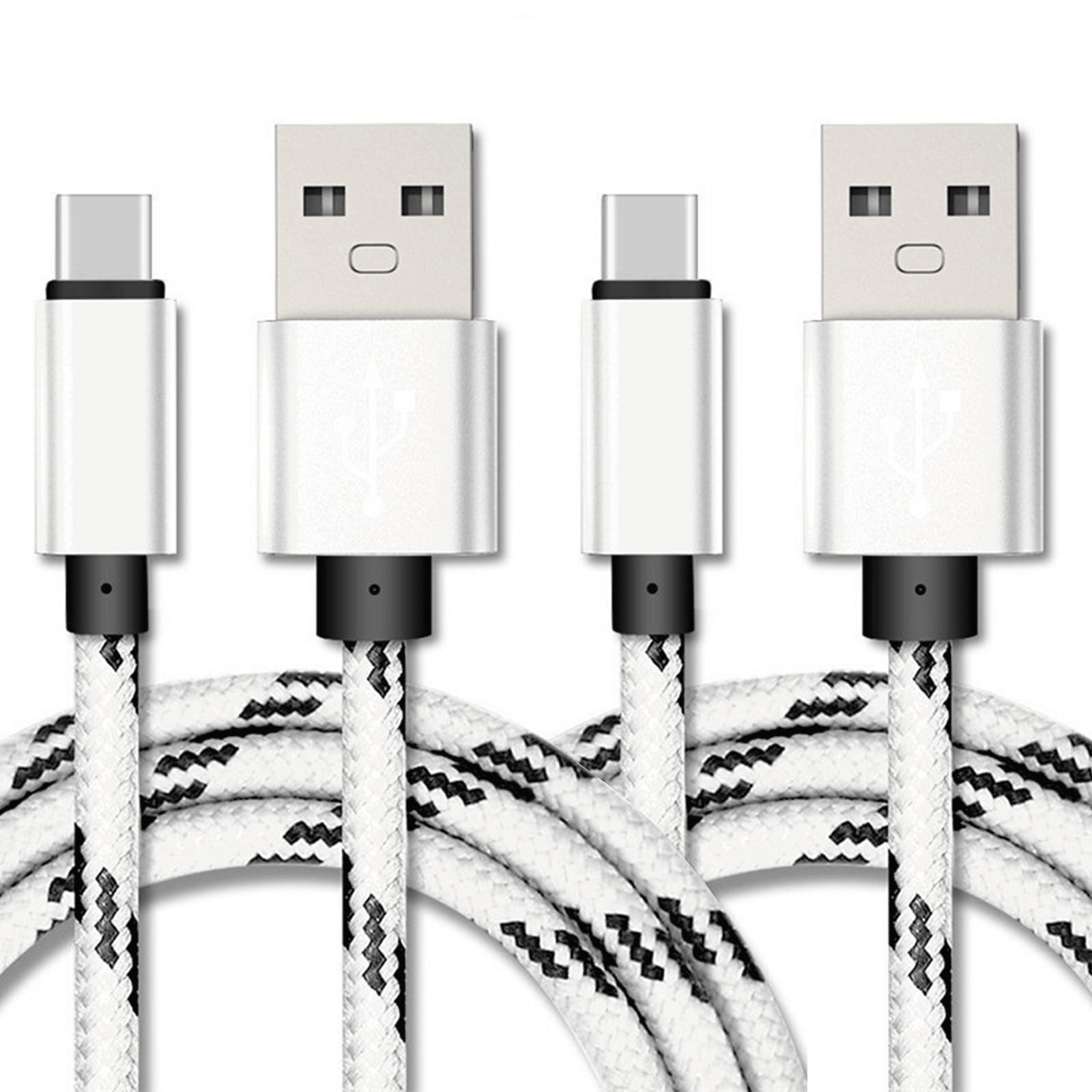 2-PACK 10FT USB Type C Cable, Fast Charger, USB-A to USB-C Charging Cord, Nylon Braided ...