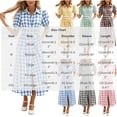 Gingham Summer Dresses for Women Slit Hemline Trendy Puff Sleeve Belt ...