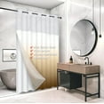 Ikfashoni Ombre Hookless Shower Curtain with Snap in Liner, Brown No Hook Waterproof Fabric Bath ...