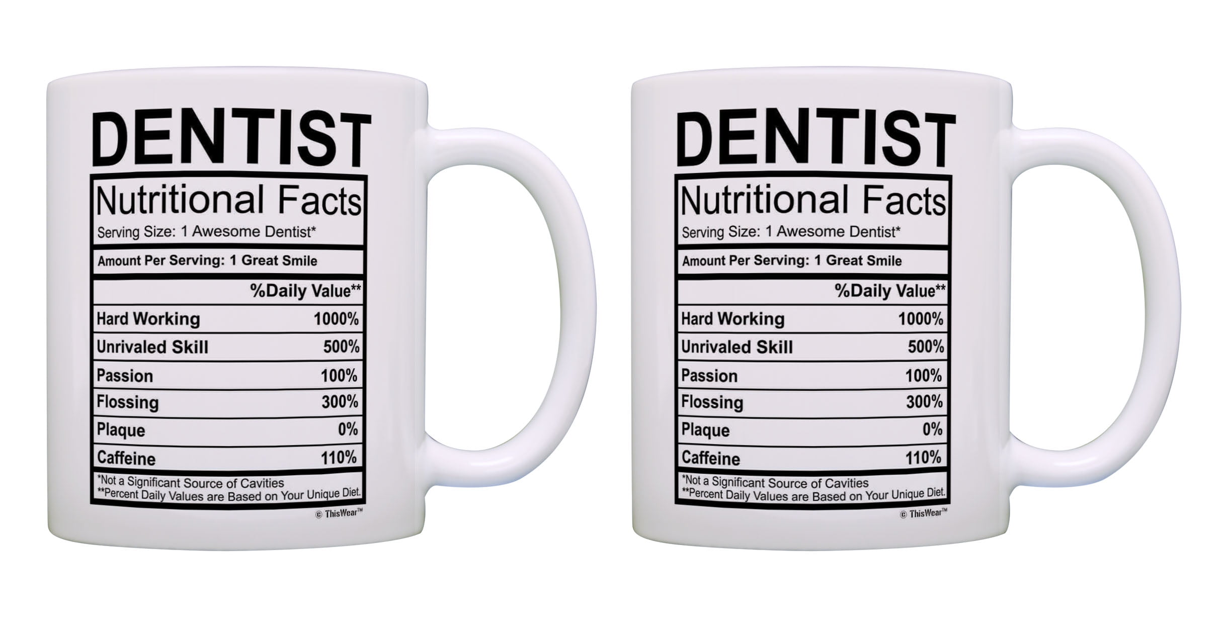 ThisWear Dentist Mug Set Dentist Nutritional Facts Mugs Dentistry 11 ...