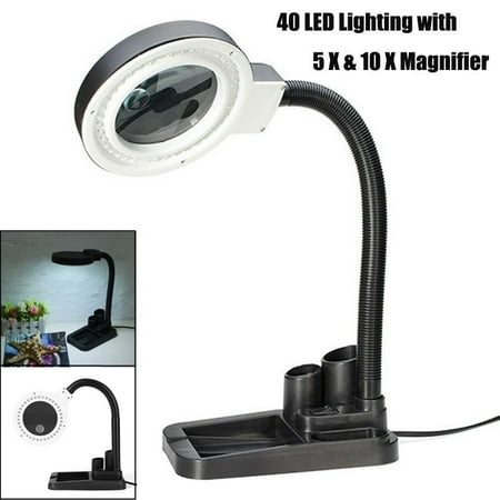 Greensen 5X 10X Magnifier LED Lamp Crafts Glass Desk Lights 40 LEDs ...