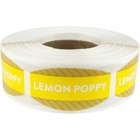 Lemon Poppy Grocery Store Food Labels .75 x 1.375 Inch Oval Shape 500 ...