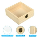 Uxcell 6x6 Wooden Shadow Box Display Case Memory Box with Glass Window ...