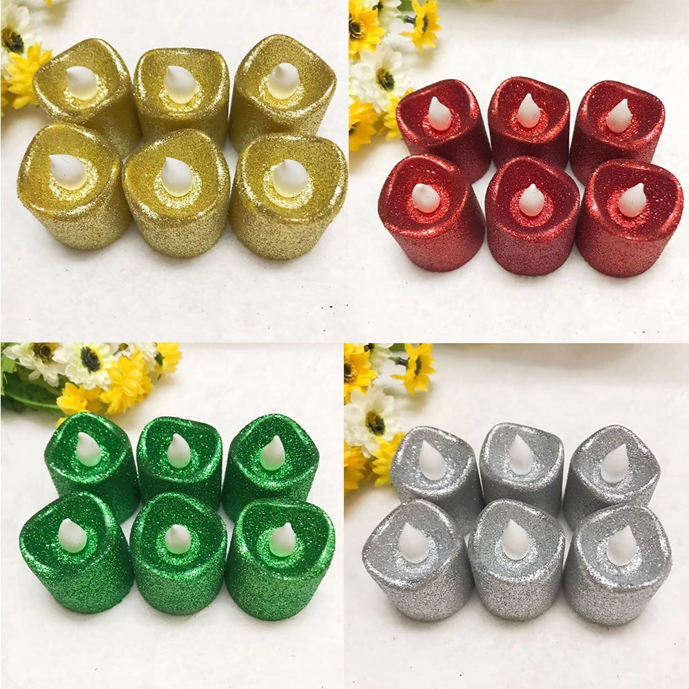 Flameless Wishing Candle Lights,24 Pack Battery Powered Gold Glitter ...