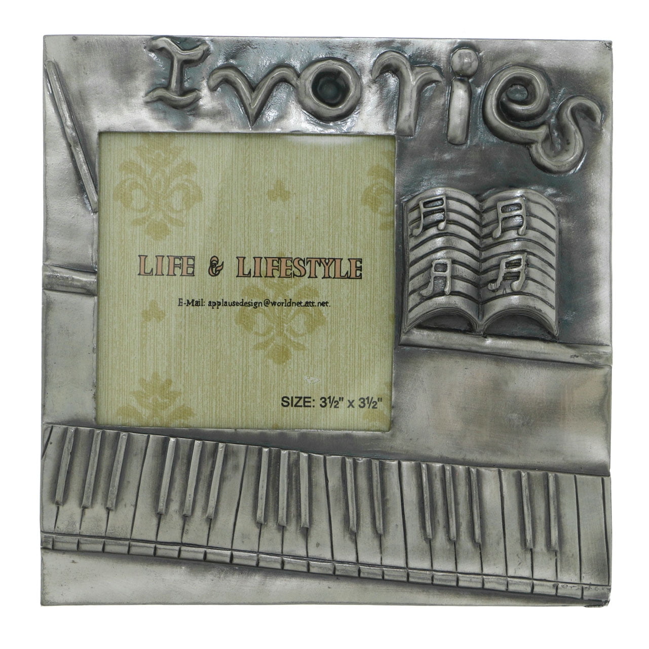 Piano Themed Pewter Picture-Frame Small with Black & White Key and ...