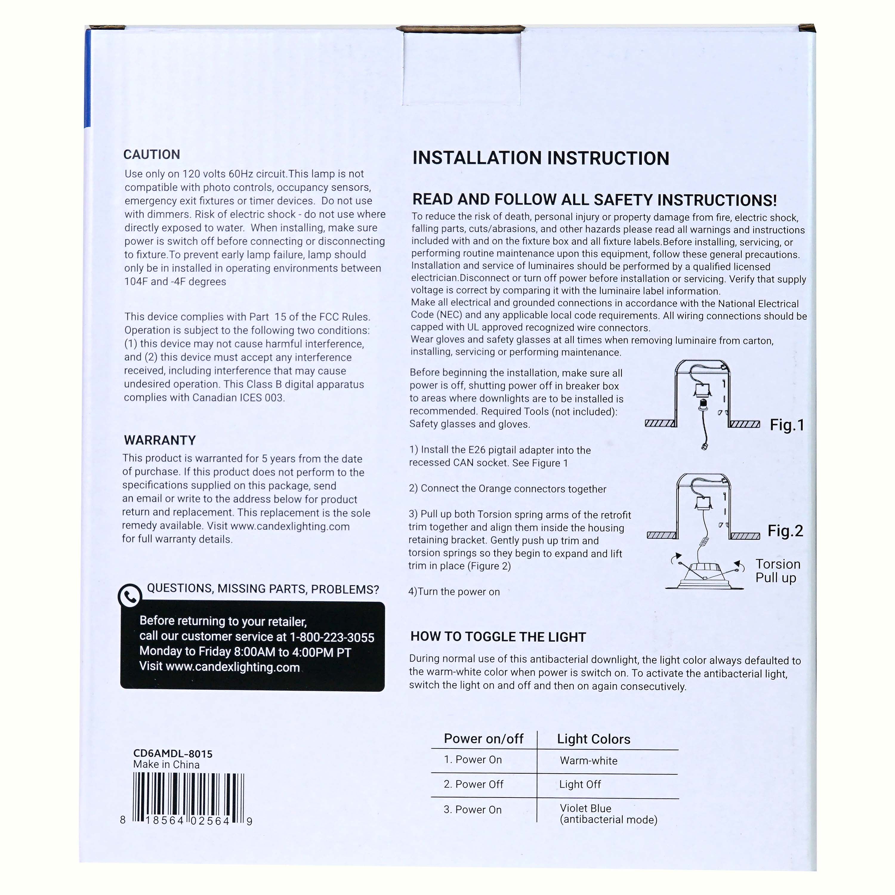 Candex 6-inch Trim Size Antibacterial LED Retrofit Downlight, 12 W ...