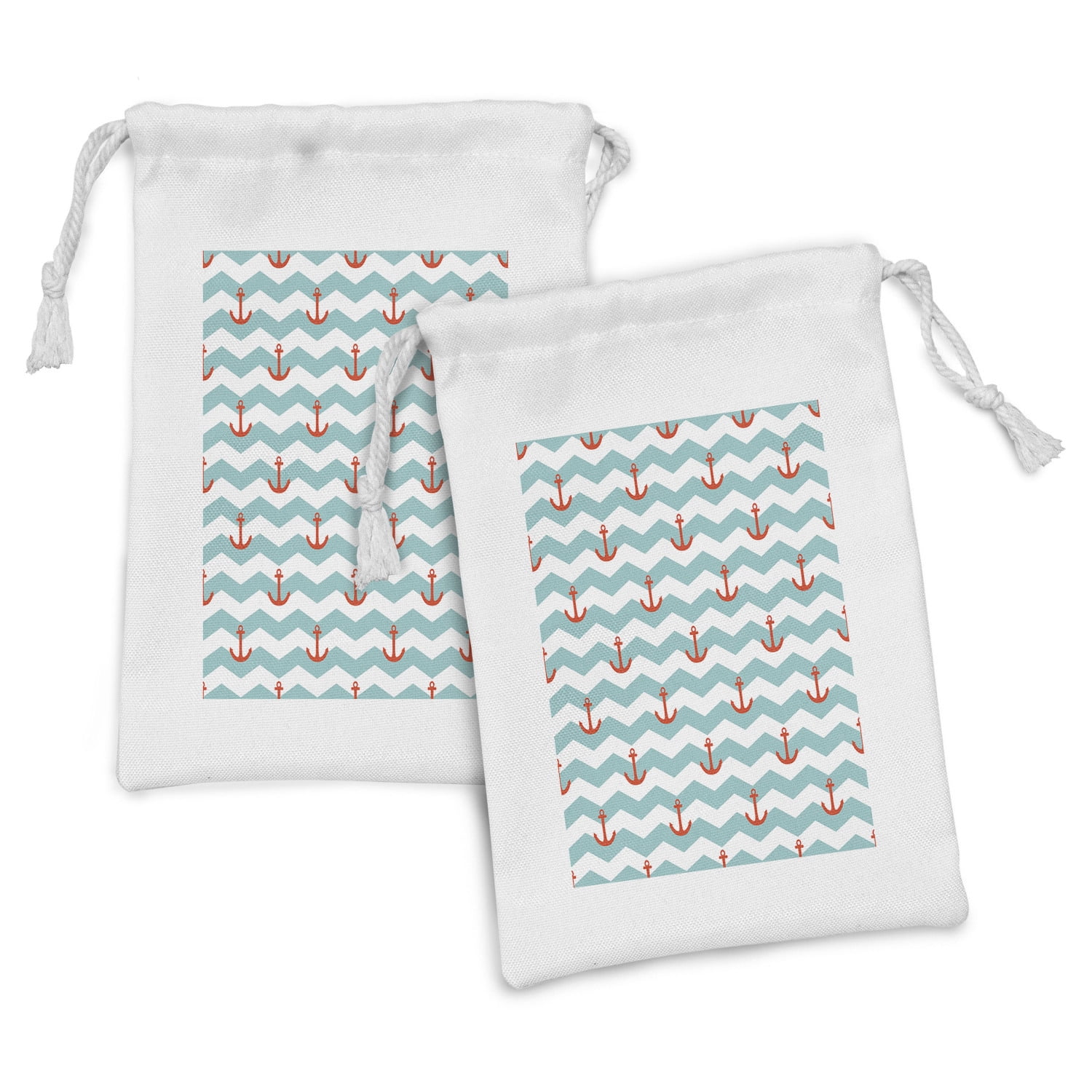 Anchor Fabric Pouch Set of 2, Simple Pattern Anchor Stripe Art ...