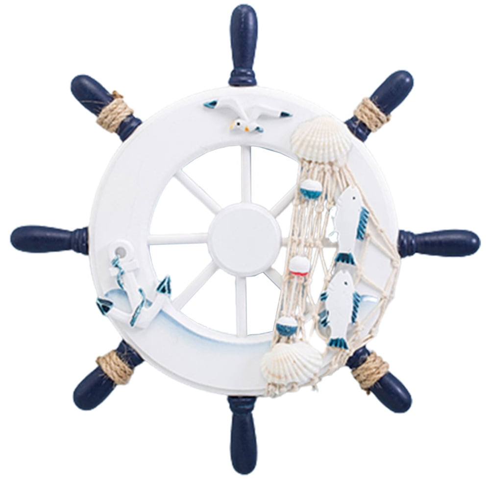 Wooden Ship Wheel with Rope Boat Ship Steering Wheel Decor For Home Bar ...
