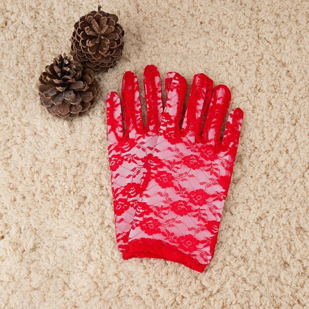 Guantes de encaje sexys cortos con protección solar para damas EV ...