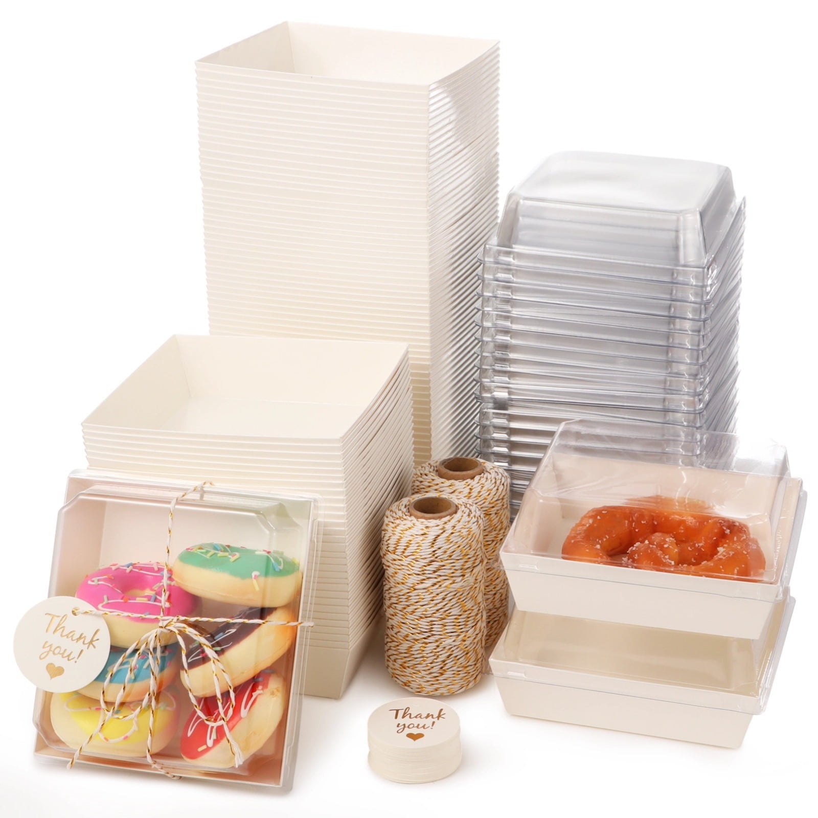 100 Cajas de Charcutería, Cajas Desechables para Pasteles con Tapas ...