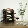 CONSDAN Oak Wine Rack, Wooden Wine Storage Racks, Portable 6 Bottles ...