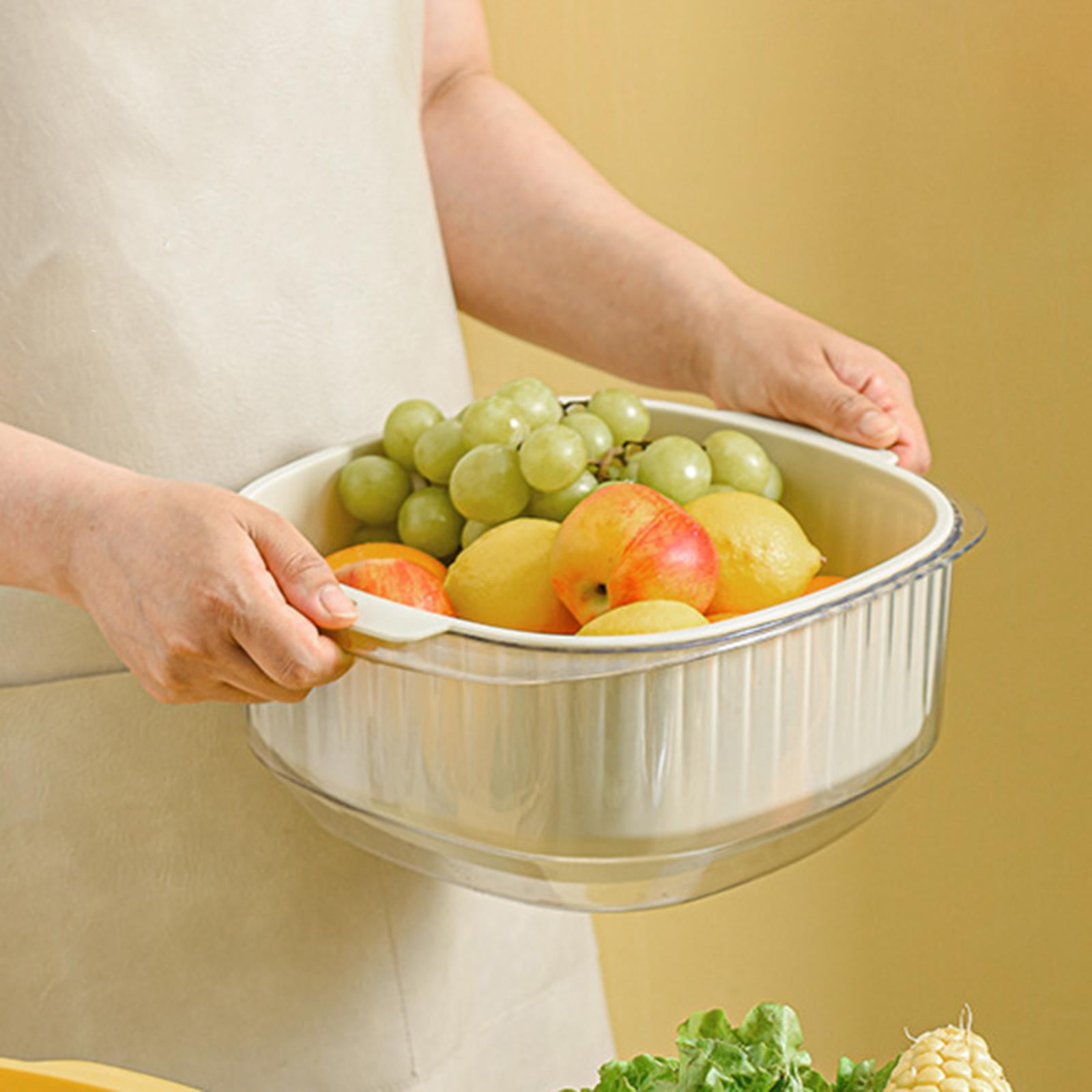 Fruit Drain Basket Basin Colander Bowl Durable with Hanging Hole for ...