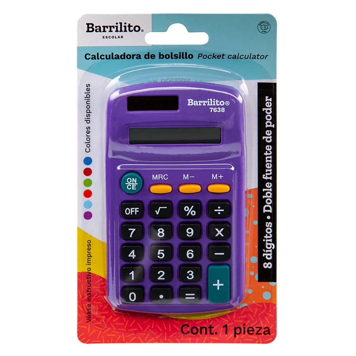 Calculadora Escolar 8 digitos BARRILITO Modelo 7638 | Bodega Aurrera en ...