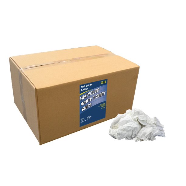 Pro-Clean Basics Reclaimed, Recycled White T-Shirt Cloth Rags - 50 lb ...