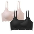 Bixock 2PC Wireless Bra for Women Spaghetti Strap Cotton Pullover Ice ...