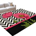 Area Rug 3x5ft, Pink Poppy Flower Retro Boho Washable Rugs for Living ...