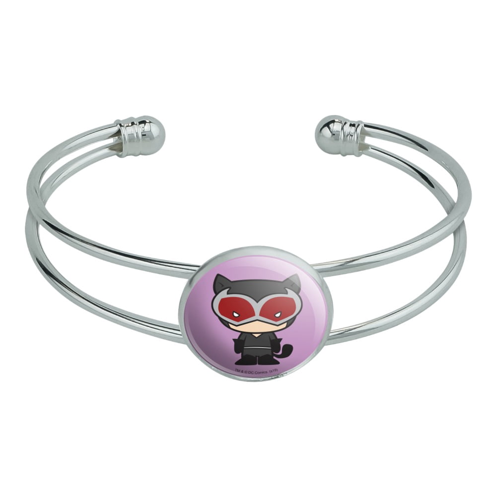 Batman Catwoman Cute Chibi Character Novelty Silver Plated Metal Cuff ...