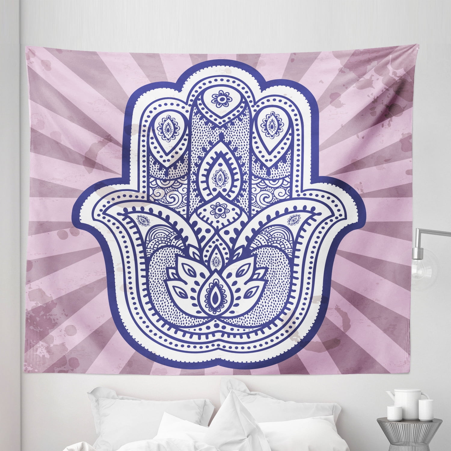 Hamsa Tapestry, Hand Drawn Style Turkish Paisley Bohemian Motifs on ...