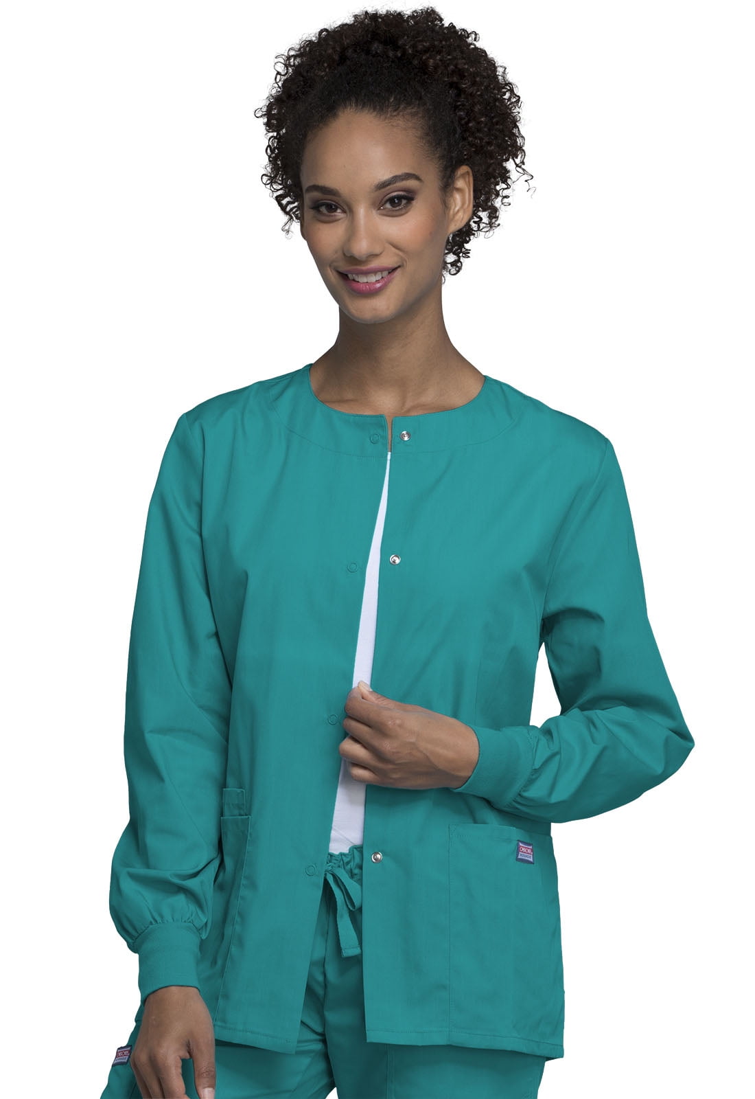 Cherokee Workwear Prints Women's Scrubs Jacket Snap Front Warm Up 4350 ...