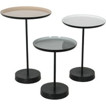 Signature Home Collection Set of 3 Beige and Black Enamel Nested Tables ...
