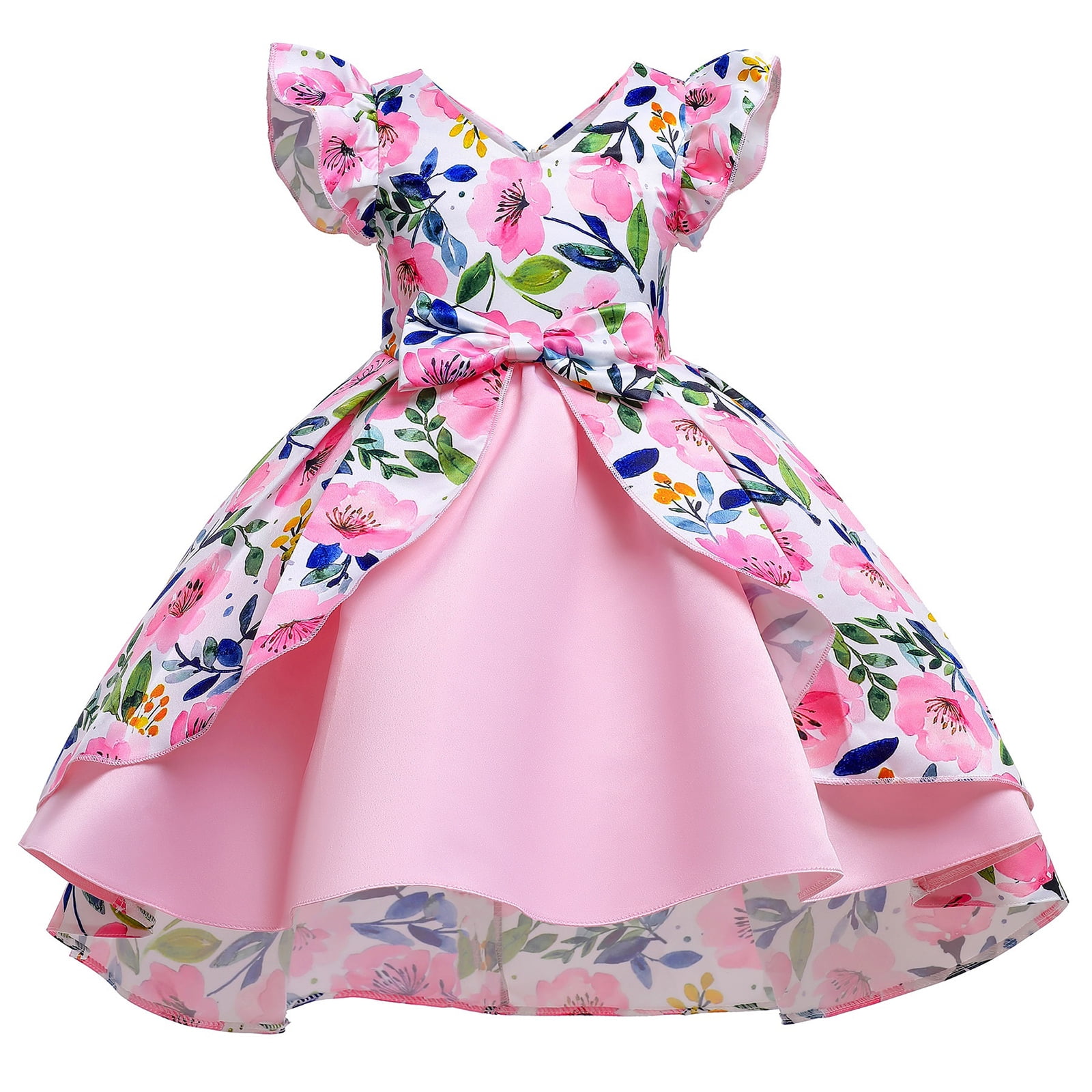 Inevnen Girls Pageant Party Dresses Kid Floral Print Princess Formal ...