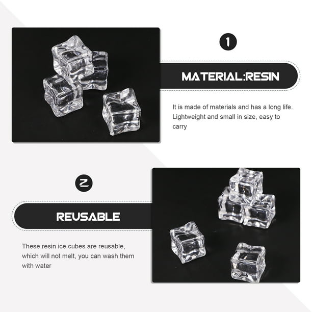 Frcolor 30pcs Faux Ice Cubes Resin Ice Cubes Artificial Ice Transparent ...