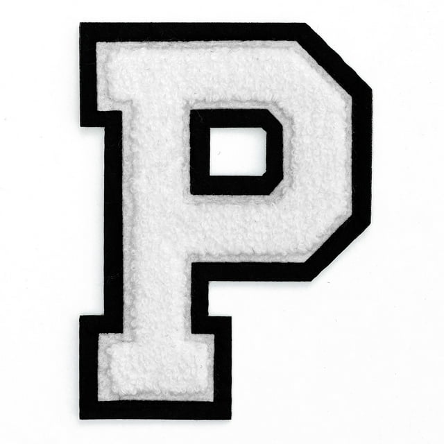 Chenille Stitch Varsity Iron-On Patch by pc, 4-1/2", White/Black, TR ...