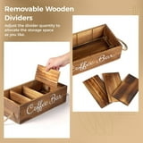 Coffee Bar Organizer, Wood Coffee Station with 3 Removable Dividers ...