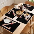 Black Letter Z Flower Placemats Set of 8, Watercolor Alphabet Z Pink ...