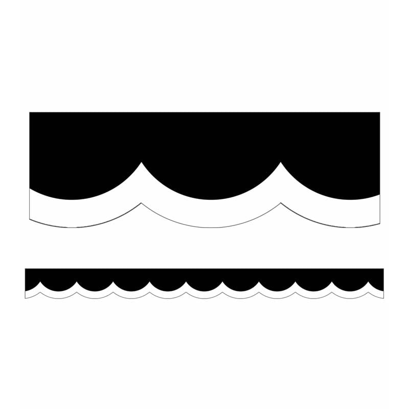 Black White And Stylish Brights White And Black Wavy Line Scalloped