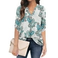 LETDIOSTO Womens Plus Size Shirts 3/4 Roll Sleeve V Neck Floral Flowy ...