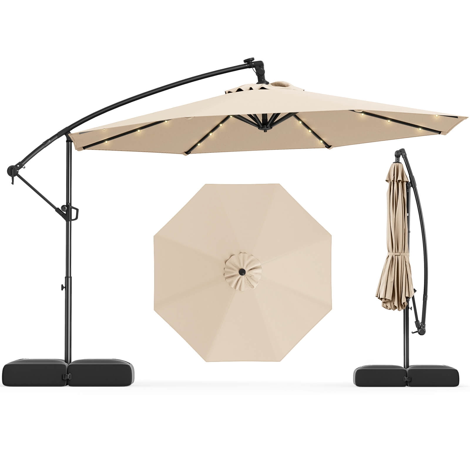 Click here for Costway 10 Ft Solar Offset Hanging Umbrella Patio... prices