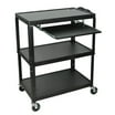 Extra Wide Steel Adjustable Height AV Cart With Pullout Keyboard Shelf ...