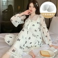 2024 Autumn Long Sleeve Sexy V Neck Cotton Pajama Sets For Women Korean