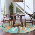 Coconut Tree 8FT Round Area Rugs for Living Room Tropical Plant Vintage ...
