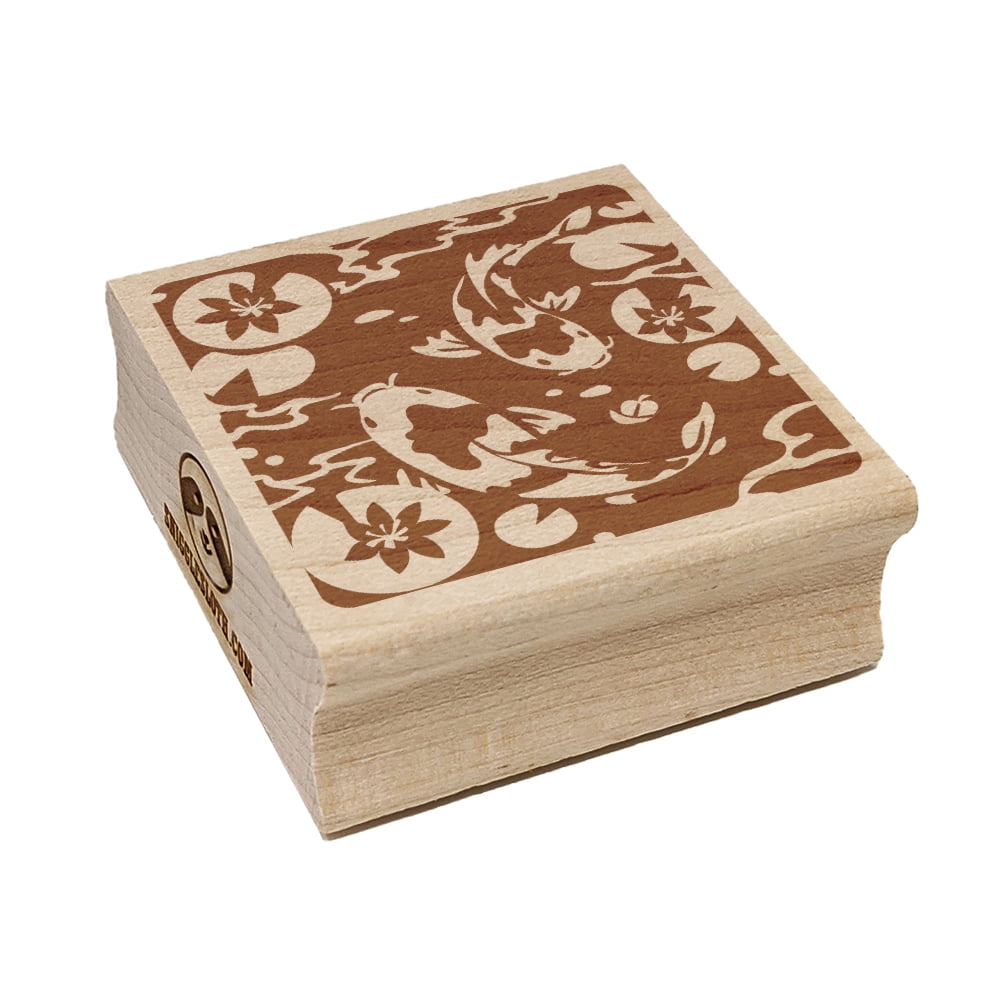 Koi Fish Pond Square Rubber Stamp Stamping Scrapbooking Crafting ...