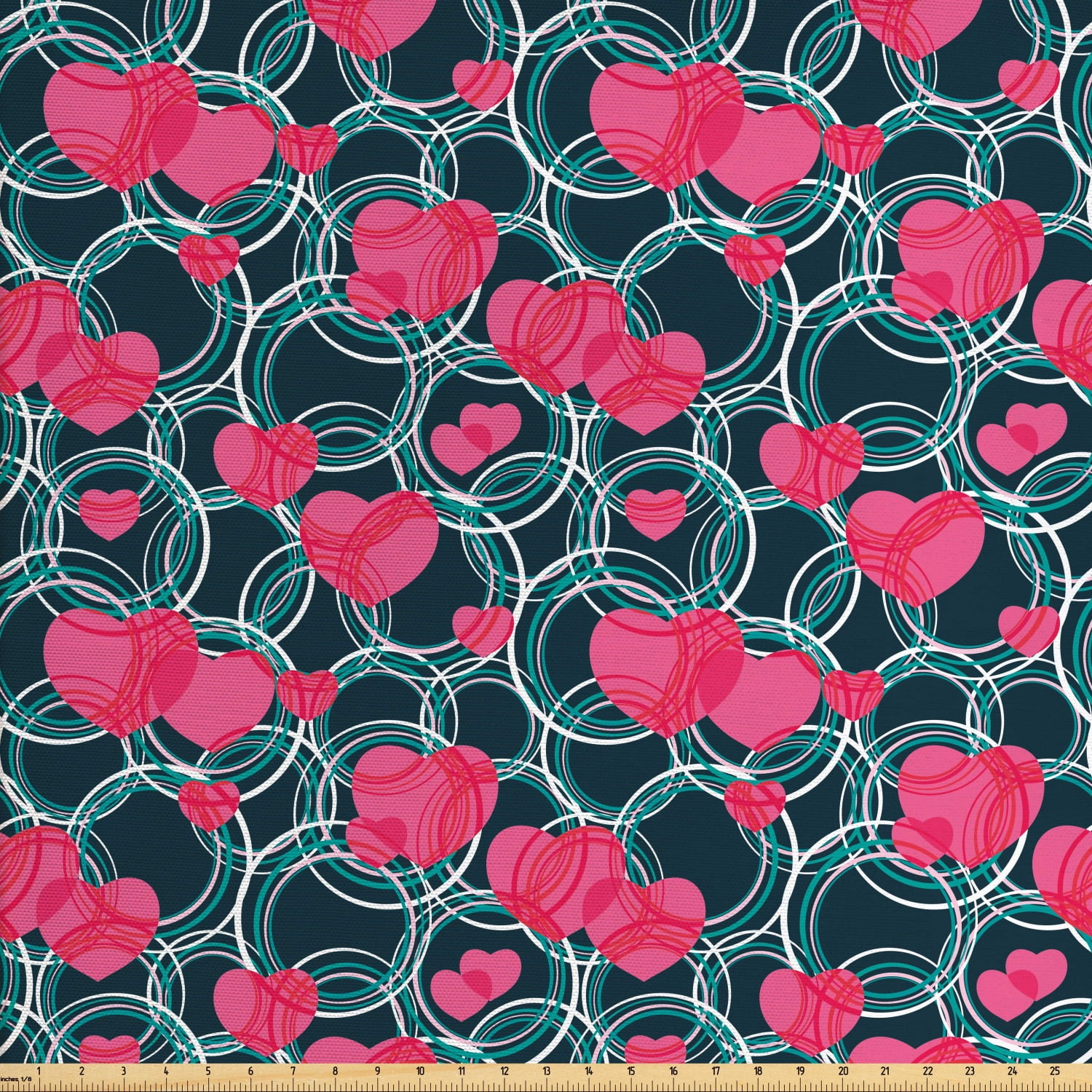 Hearts Fabric by The Yard, Funky Intertwined Hearts Circles Chain ...